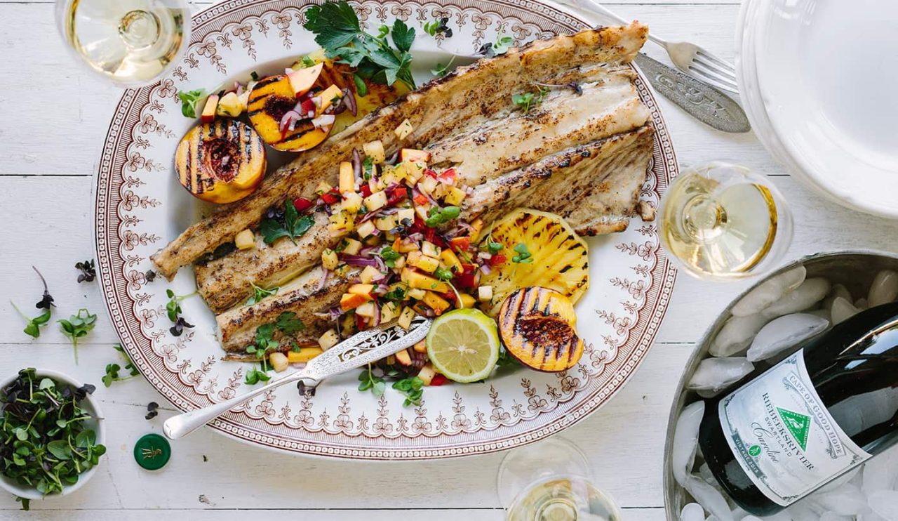 Grilled snoek with caramelised peach and pineapple salsa | Cape Of Good ...